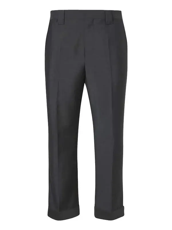 Versace Cropped Wool And Mohair Straight Pants - Grey