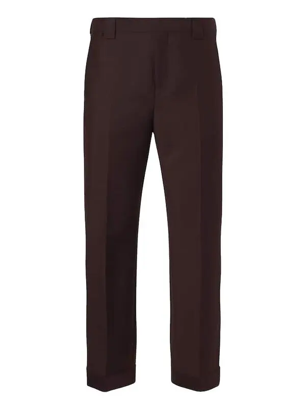 Versace Cropped Wool And Mohair Straight Pants - Brown