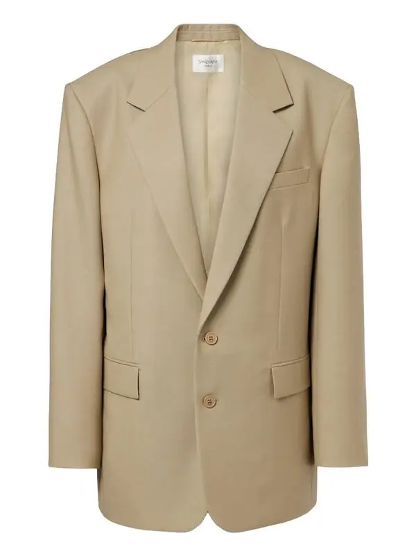 Saint Laurent Wool And Silk Blazer - Beige