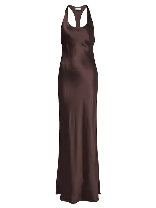Staud Juanita Satin Gown - Brown