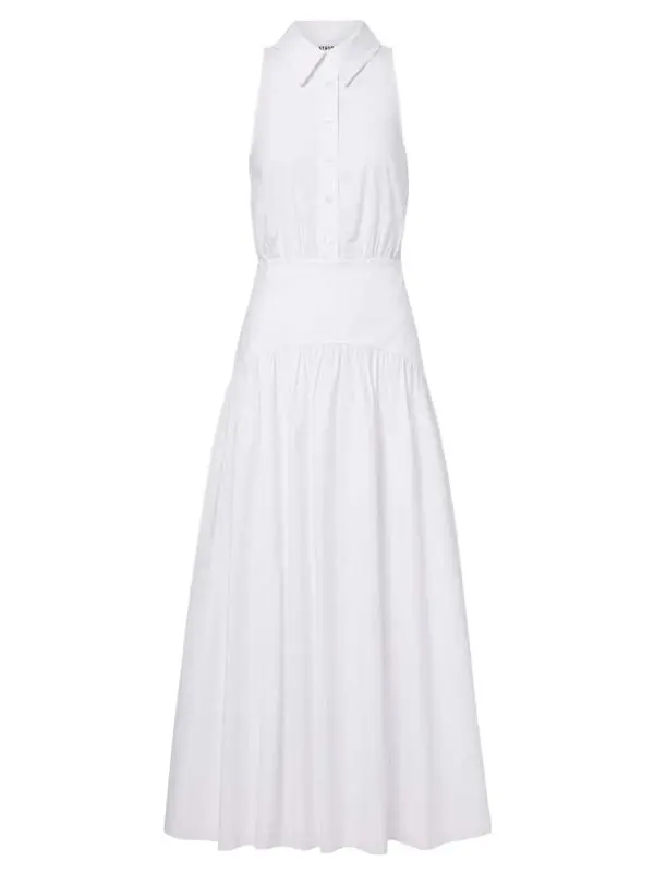 Staud Cotton Poplin Midi Dress - White