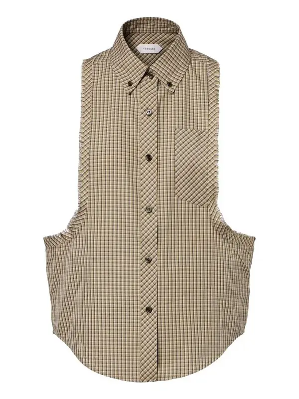 Versace Checked Cotton Shirt - Beige
