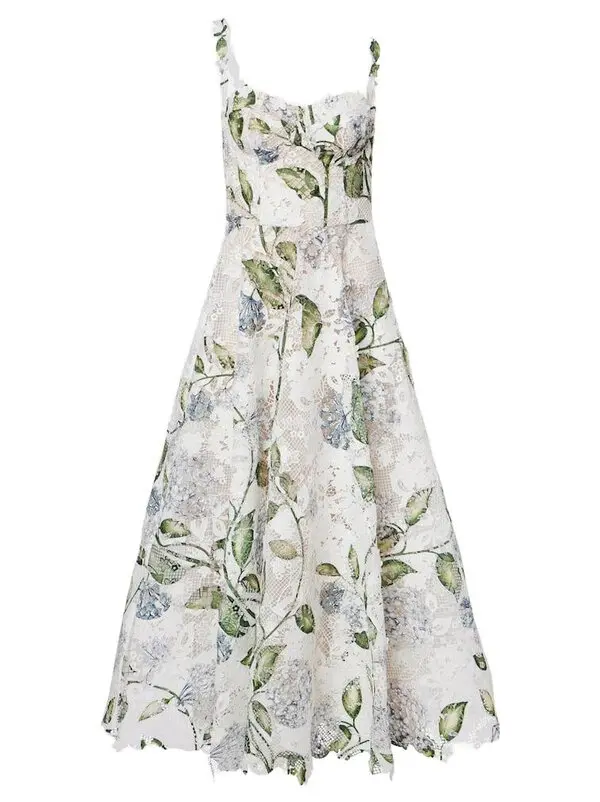 Oscar De La Renta Floral Bustier Gown - White