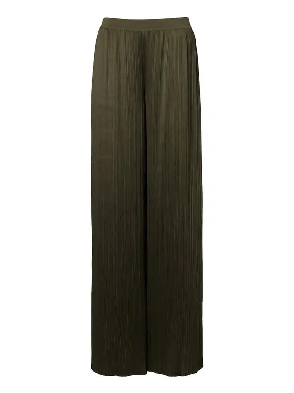 JOSEPH Amber Plissé Satin Wide-leg Pants - Green
