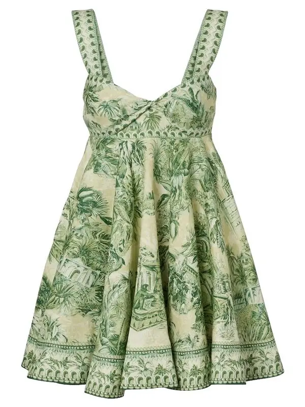 ALEMAIS Alémais Sara Printed Linen Minidress - Green