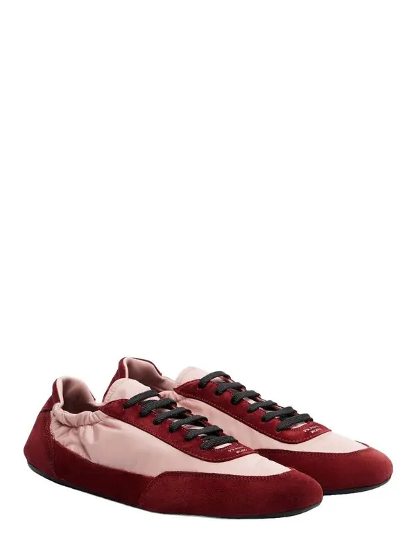 Prada Collapse Re-nylon And Suede Sneakers - Pink