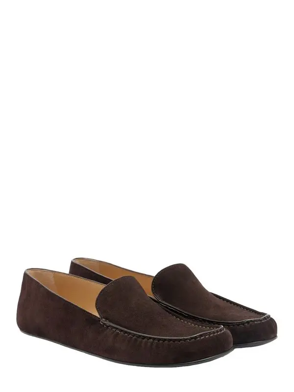 THE ROW Leo Suede Loafers - Brown