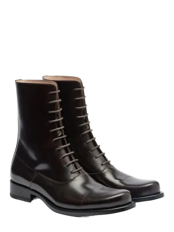 THE ROW Kai Leather Lace-up Boots - Brown