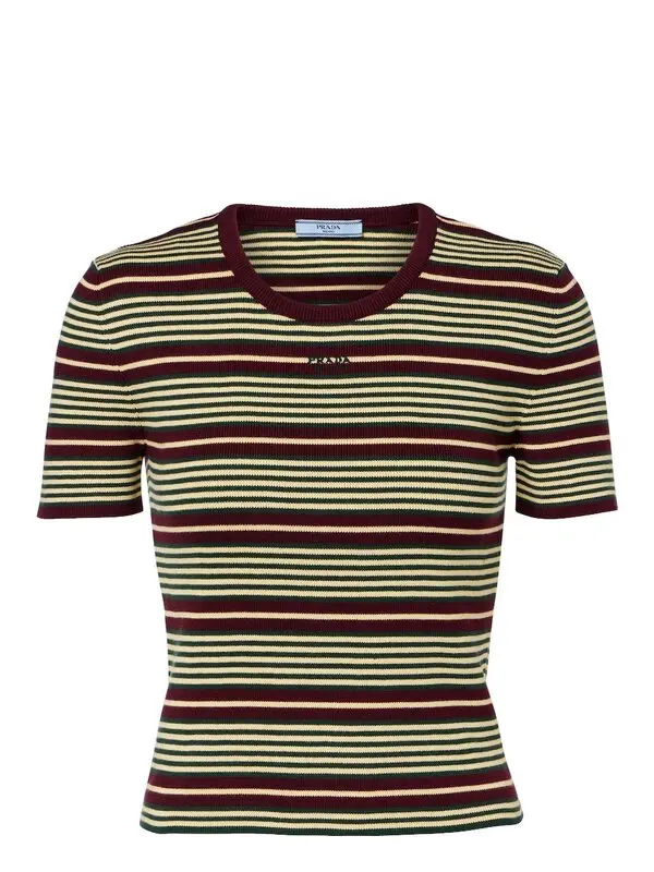Prada Striped Cotton-blend T-shirt - Multicoloured
