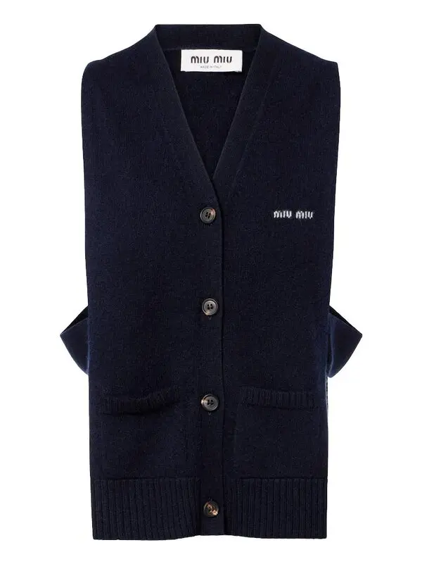 Miu Miu Logo Cashmere Vest - Blue