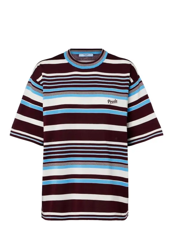 Prada Striped Cotton T-shirt - Multicoloured