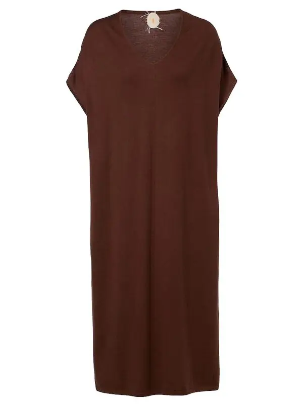 Jardin Des Orangers Cotton, Silk And Cashmere Midi Dress - Brown