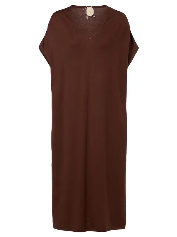 Jardin Des Orangers Cotton, Silk And Cashmere Midi Dress - Brown