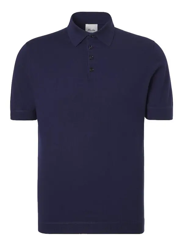ALLUDE Cotton, Silk, And Cashmere Polo Shirt - Blue