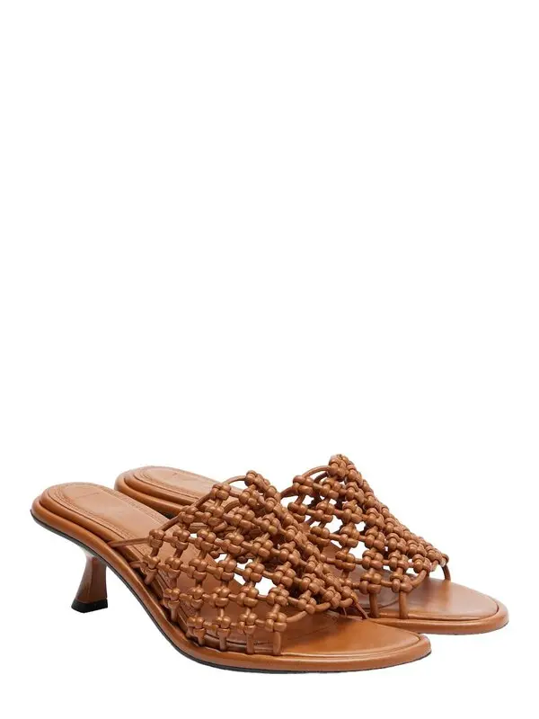 SOULIERS MARTINEZ Mariza 60 Leather Mules - Brown
