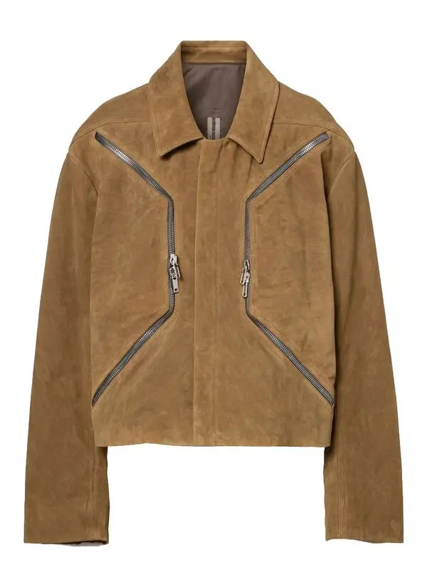Rick Owens Blixa Suede Jacket - Beige
