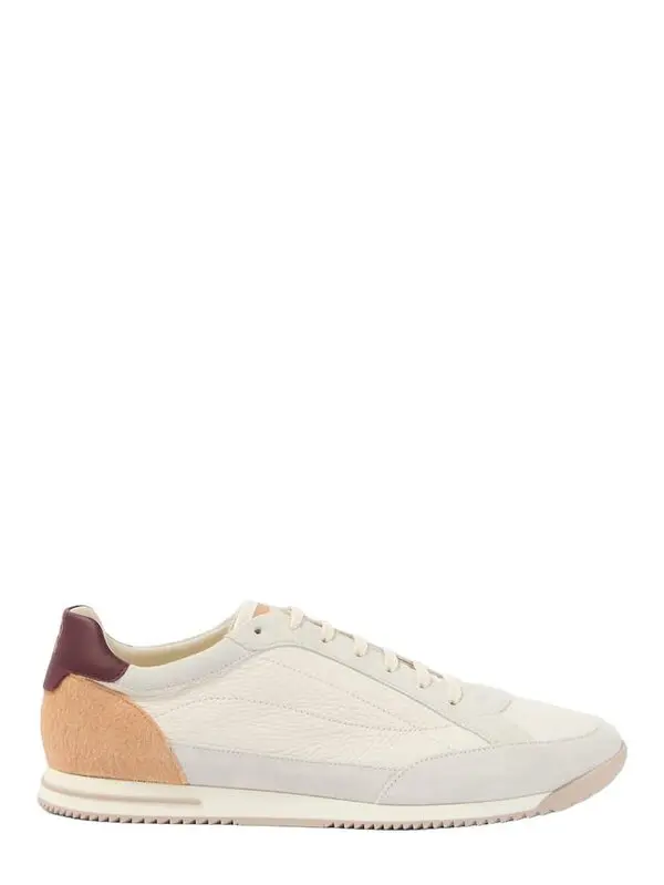 Brunello Cucinelli Suede-trimmed Leather Sneakers - White
