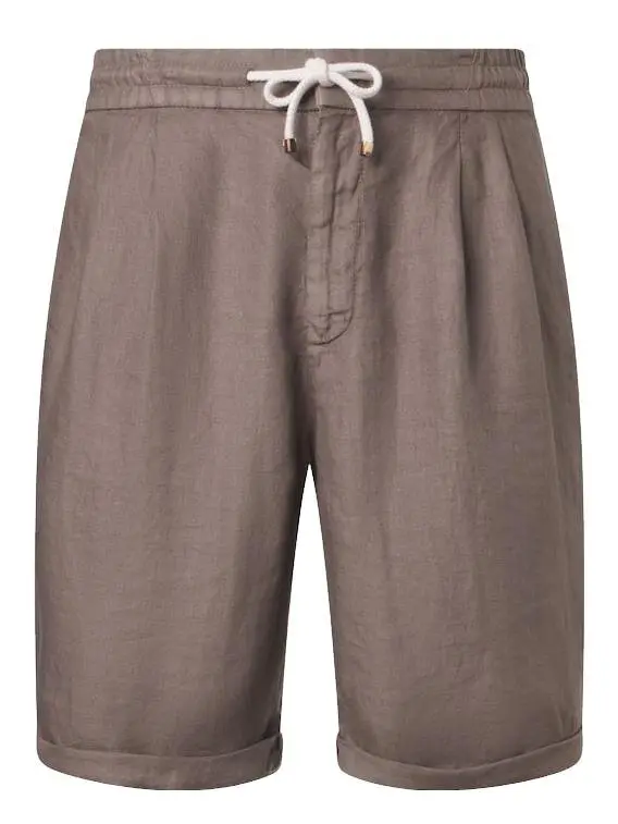 Brunello Cucinelli Linen Drawstring Shorts - Brown