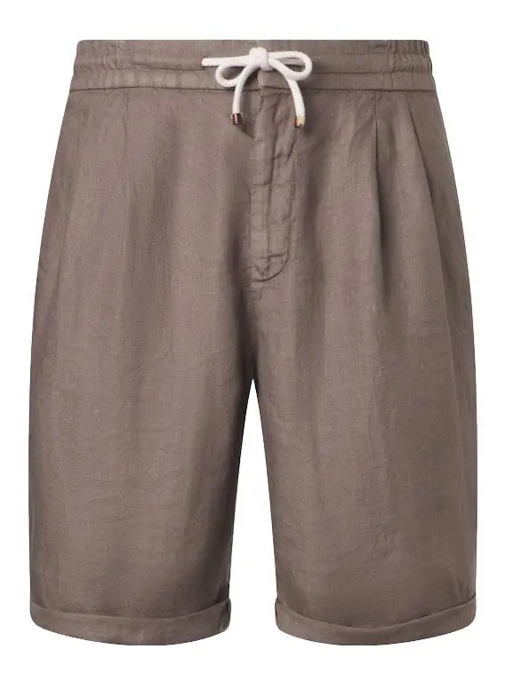 Brunello Cucinelli Linen Drawstring Shorts - Brown