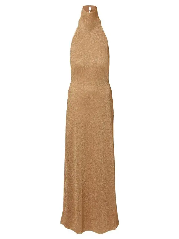 Oseree Lumière Ring Turtleneck Dress - Gold