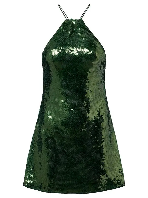 Oseree Marylin Sequined Halterneck Minidress - Green