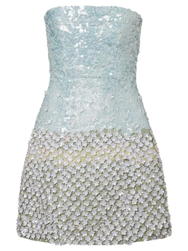 LA FUORI Là Fuori Floral Sequined Minidress - Blue