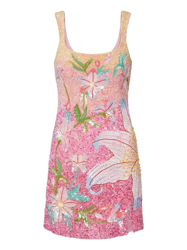 LA FUORI Là Fuori Fleur Oasis Sequined Minidress - Multicoloured