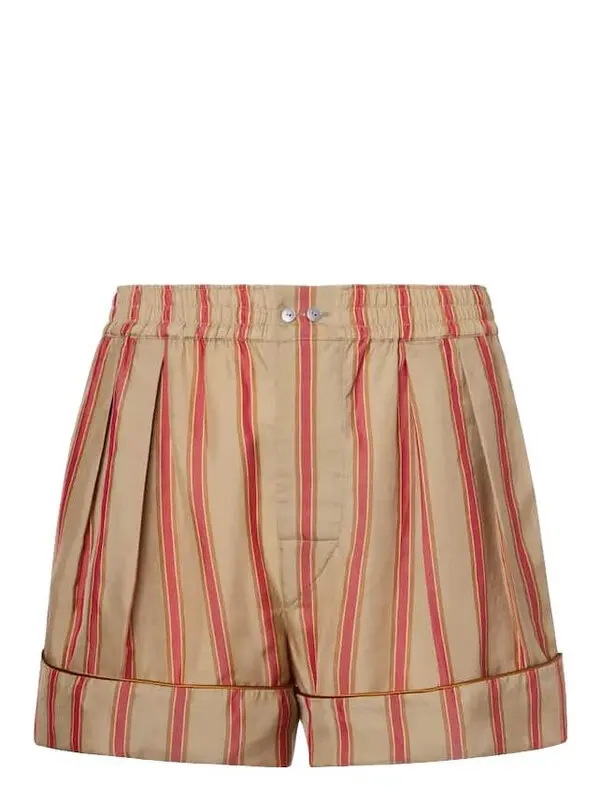 Saint Laurent Striped Twill Shorts - Beige