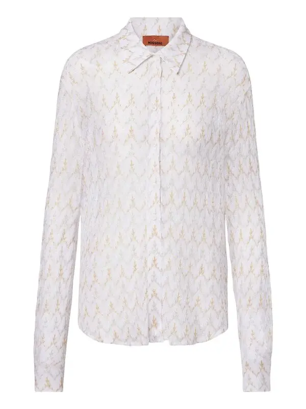 Missoni Open-knit Lamé Shirt - White