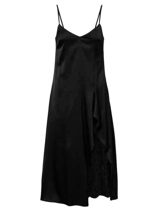 Acne Studios Lace-trimmed Satin Slip Dress - Black