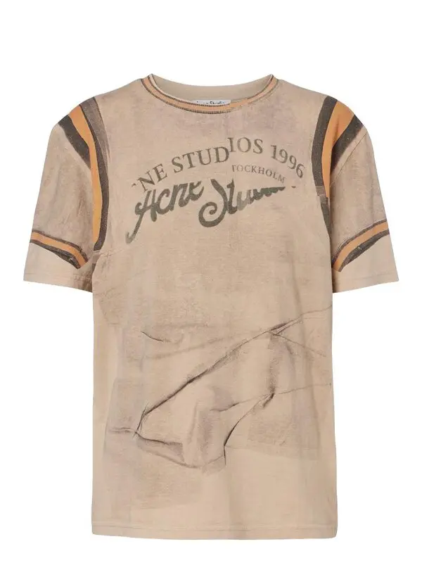 Acne Studios Logo Cotton Jersey T-shirt - Beige