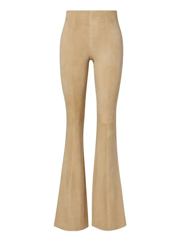 Stouls Suede Flared Pants - Beige