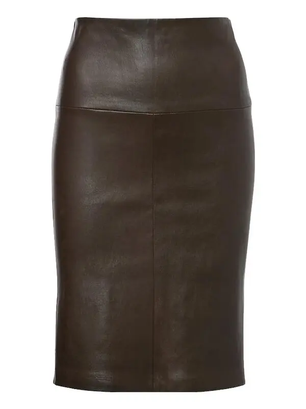 Stouls Gin Leather Midi Skirt - Brown