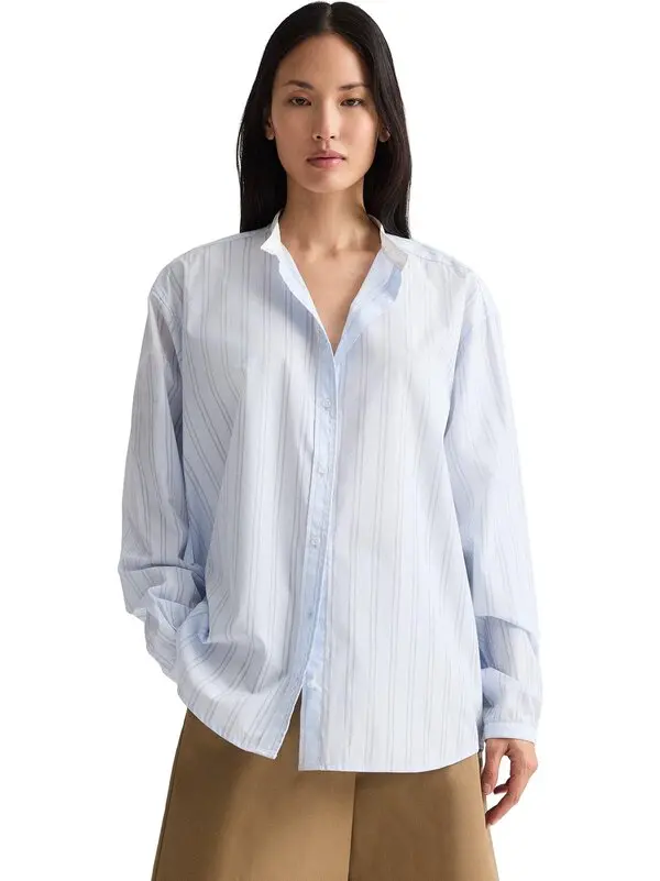 TWP Drop Needle Double Stripe Button-down Shirt - Blue / Midnight
