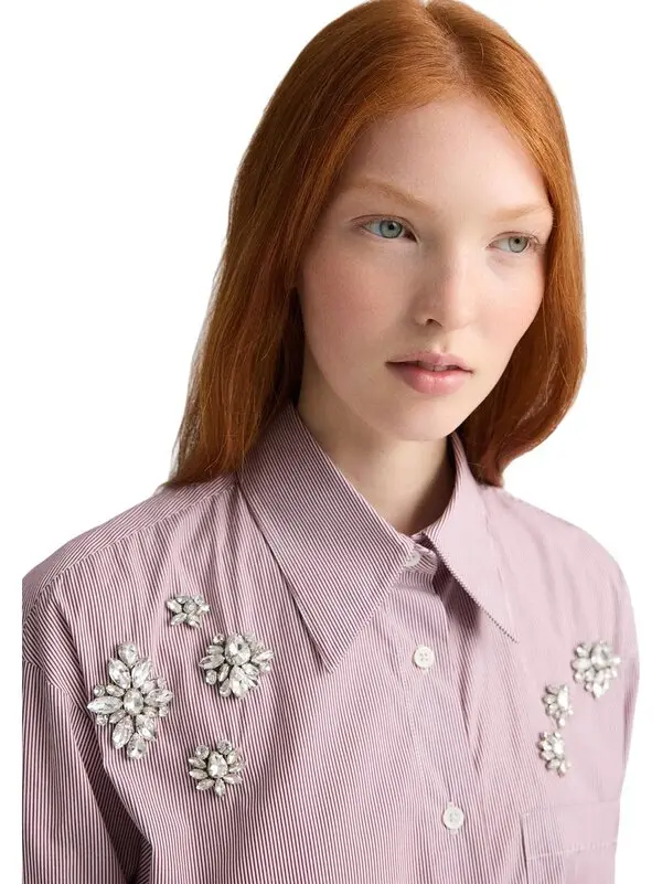 TWP J.d. Shirt With Crystal Embellishments - White / Wine
