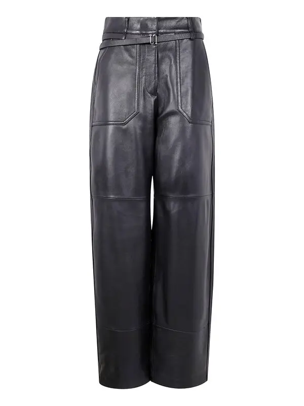 Max Mara Leather "garbo" Trousers - Black
