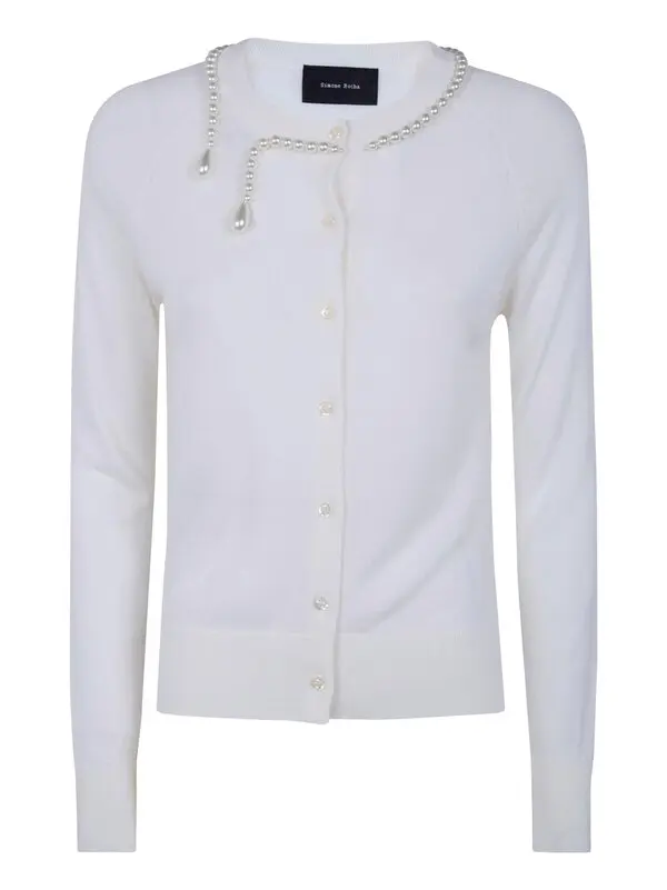 Simone Rocha Embroidered Merino Silk Cardigan - White