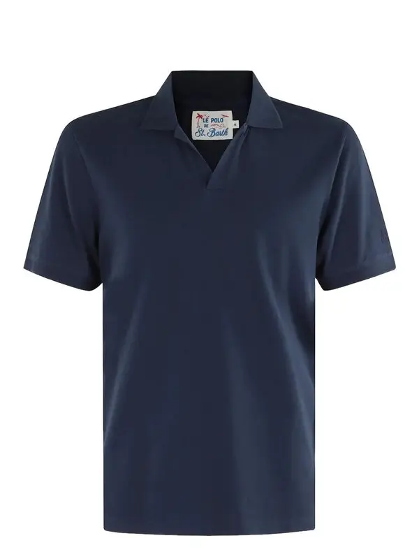MC2 SAINT BARTH Linen Polo Shirt - Blue