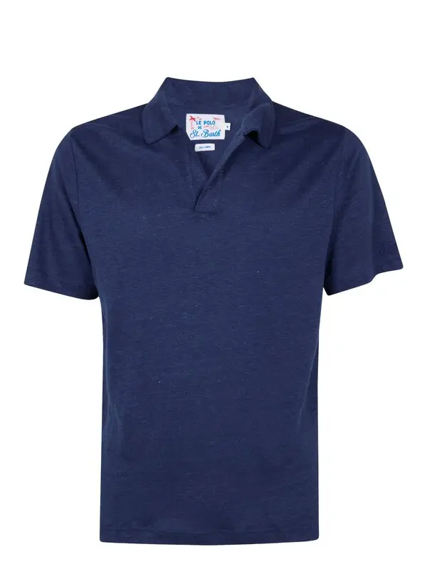 MC2 SAINT BARTH Linen Polo Shirt - Blue