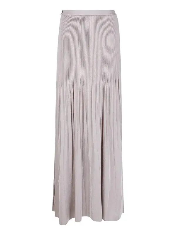Giorgio Armani Viscose Plisse Long Skirt - Beige
