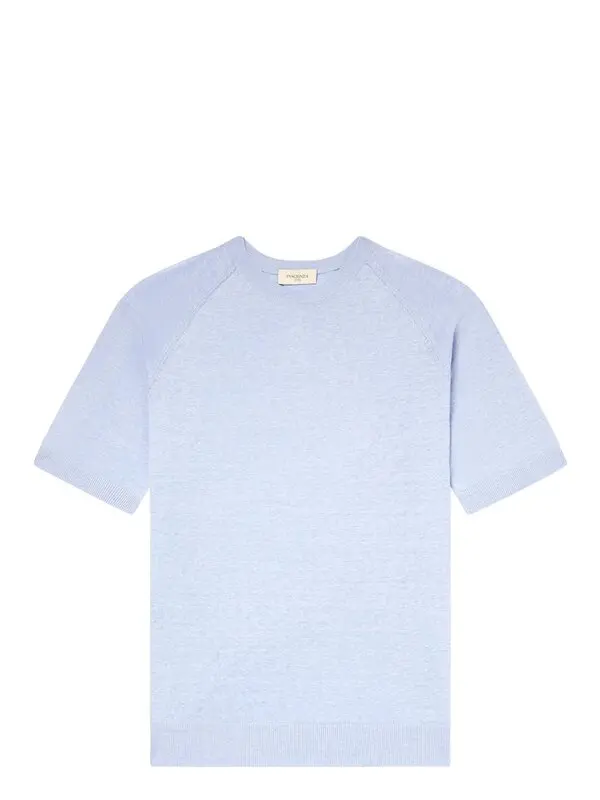 PIACENZA CASHMERE 1733 Silk And Linen-blend T-shirt - Blue