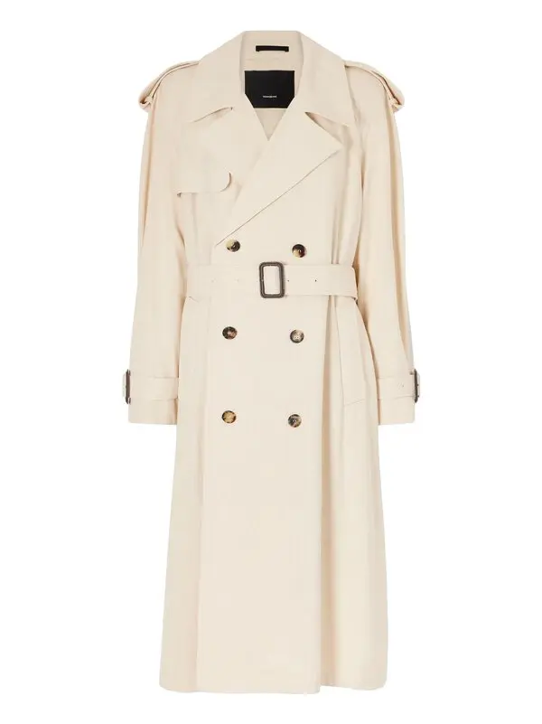 Wardrobe.NYC Double-breasted Belted Trench Coat - Cream
