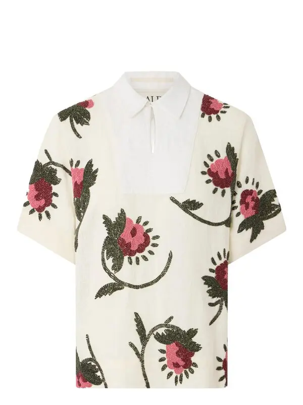 S.S.DALEY Iona Bead-embellished Linen Shirt - Cream