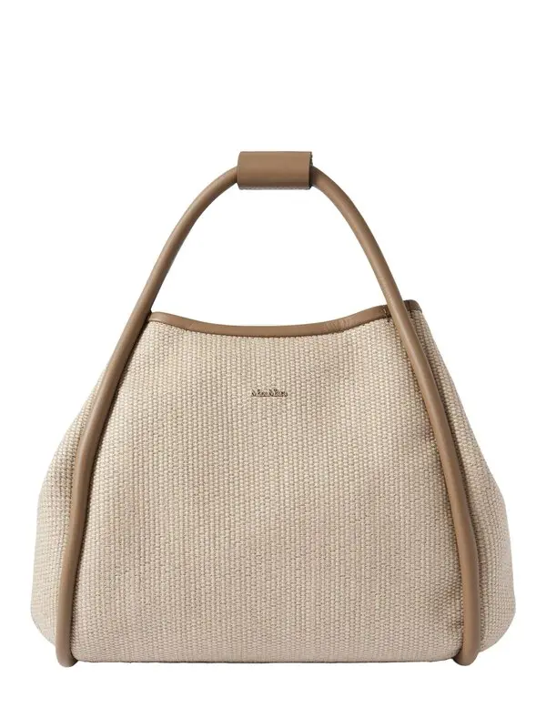 Max Mara Leather-trimmed Faux Raffia Tote - Sand