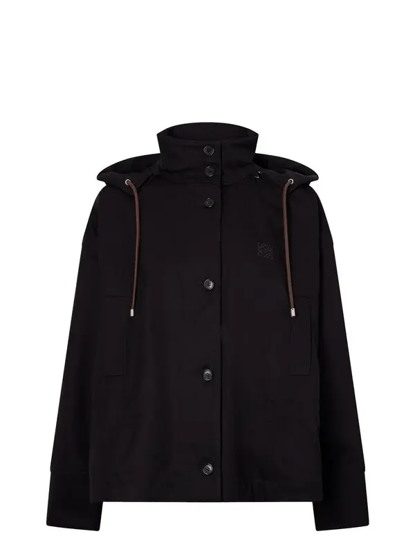 Loewe Hooded Cotton And Silk-blend Canvas Jacket - Black