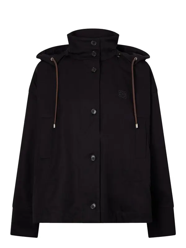 Loewe Hooded Cotton And Silk-blend Canvas Jacket - Black
