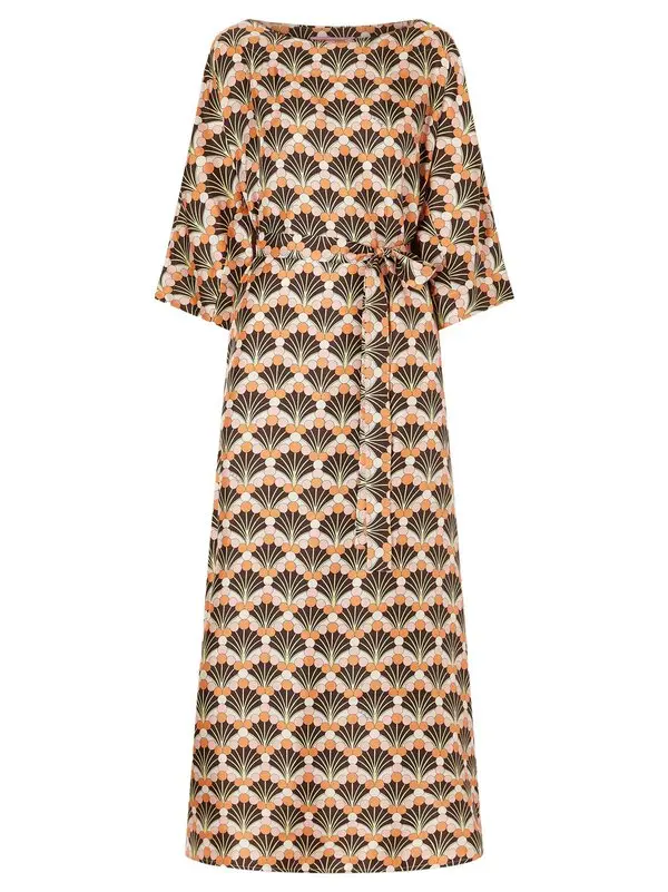 La DoubleJ Muumuu Silk-twill Midi Dress - Orange