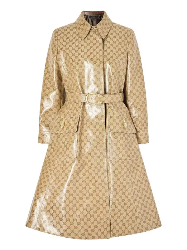 Gucci Belted Coated-canvas Trench Coat - Beige