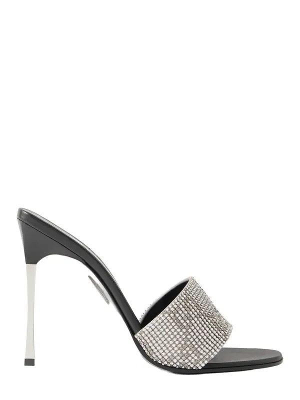 Gucci Trinity Crystal-embellished Mesh Mules - Light Gray