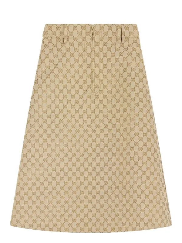 Gucci Gg Jacquard-woven Canvas Skirt - Beige